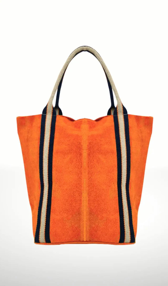 Suede and stripe tote – HAMILTON GRACE DESIGNS